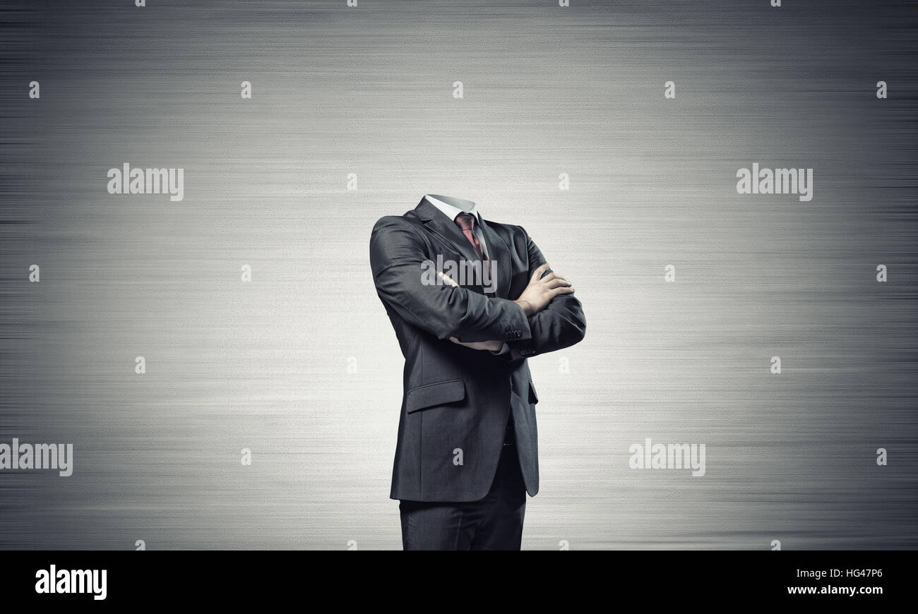 Businessman without head Stock Photo - Alamy