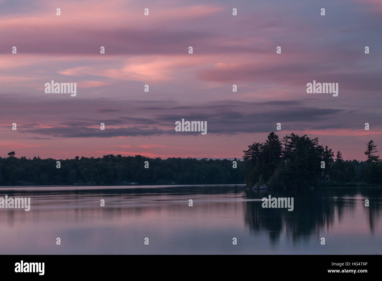 Spectacular sunset over the Muskoka Lakes in Ontario Canada Stock Photo ...