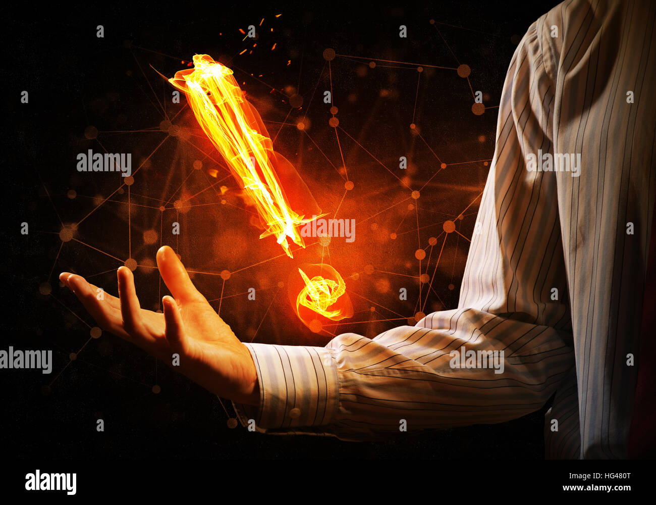 Fire exclamation mark Stock Photo - Alamy