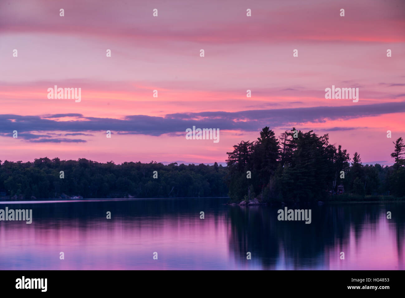 Spectacular sunset over the Muskoka Lakes in Ontario Canada Stock Photo ...