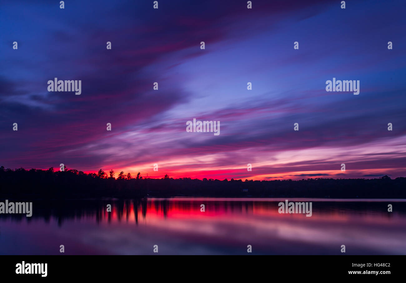 Spectacular sunset over the Muskoka Lakes in Ontario Canada Stock Photo ...