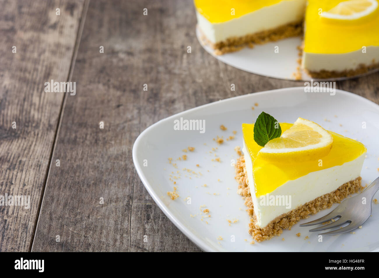 Lemon pie on wooden background Stock Photo - Alamy