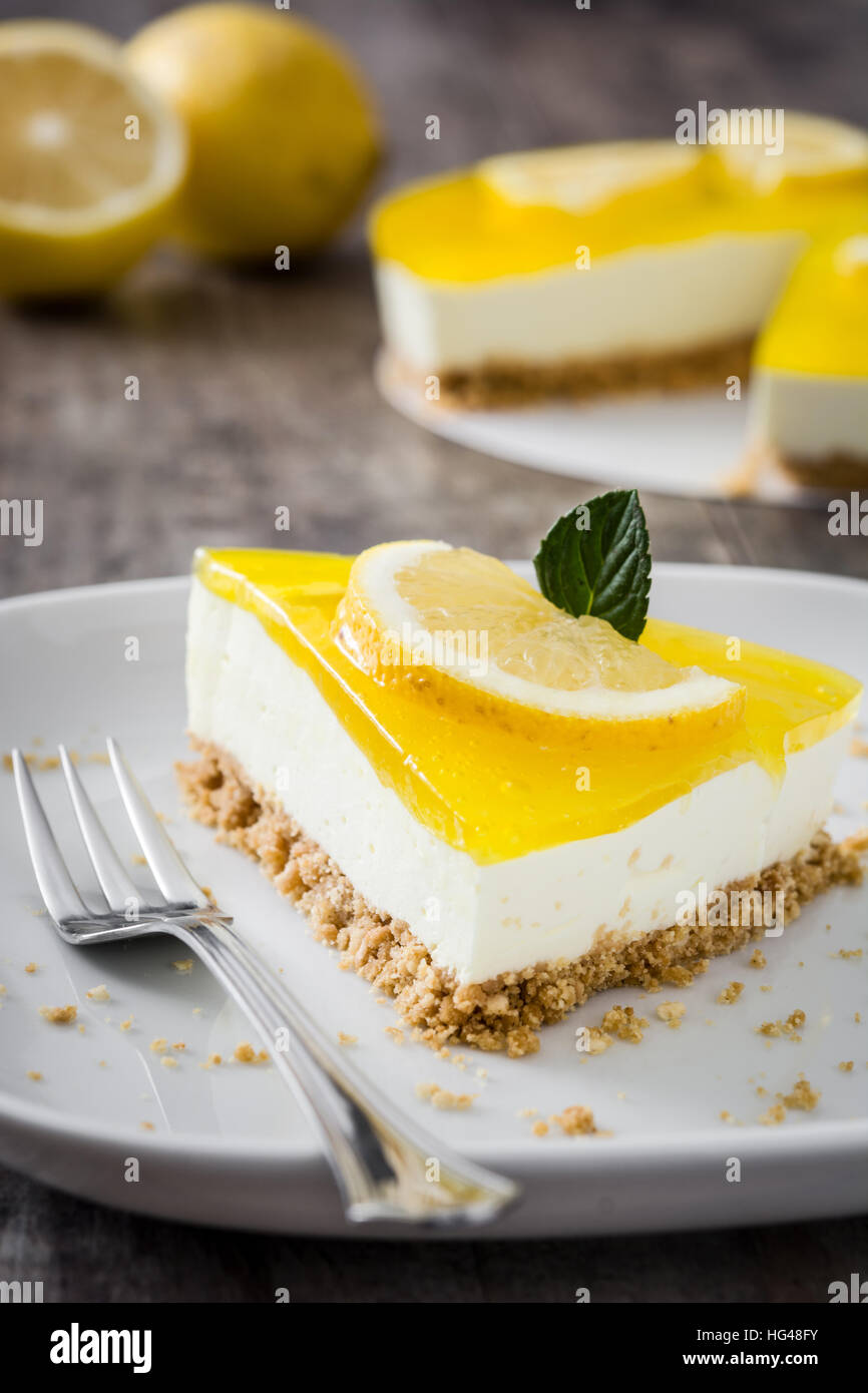Lemon pie on wooden background Stock Photo - Alamy
