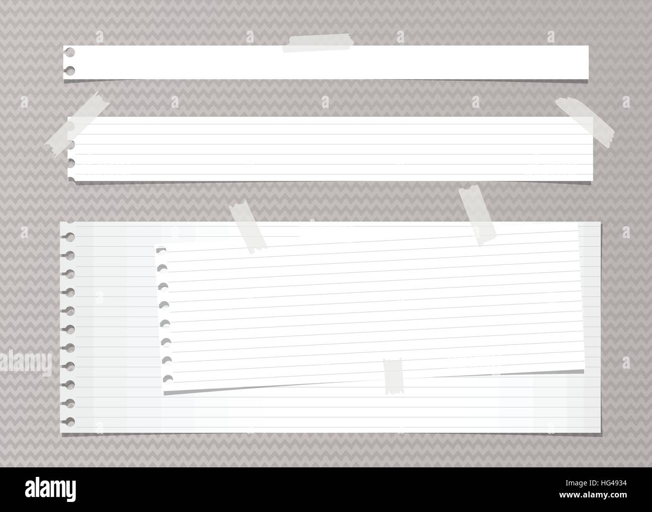 White note, notebook, copybook paper stripes and sheets stuck with ...