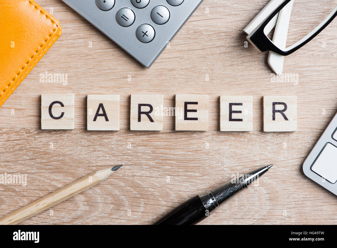 Business and marketing conceptual word spelled with game wooden blocks ...