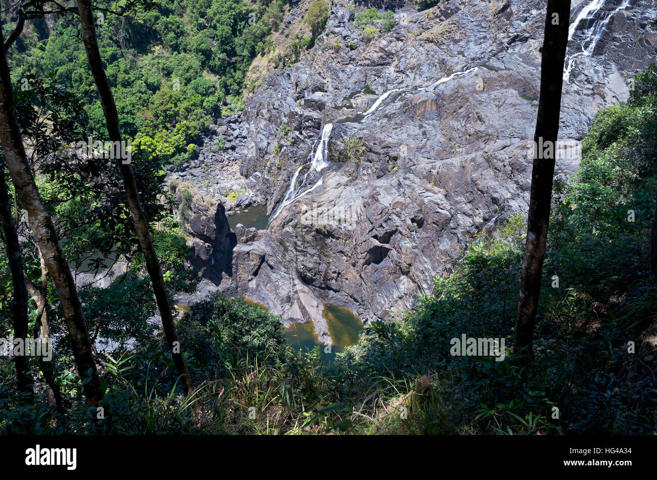 barron gorge national park and waterfalls descending from cliff in ...
