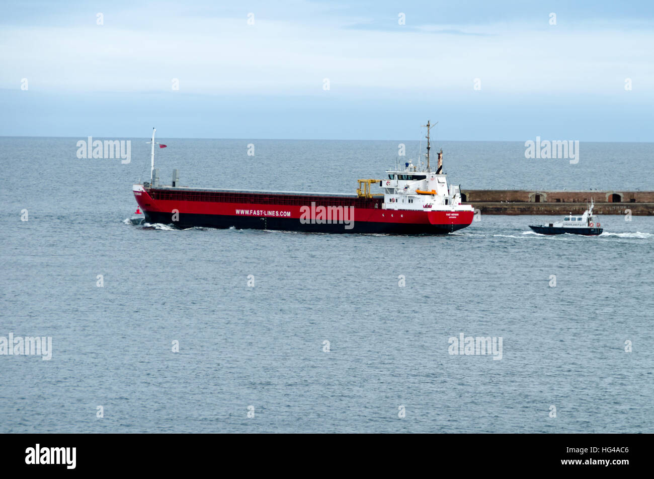 The Cargo Ship 'Fast Herman' Leaving Sunderland Port at Roker, escorted ...
