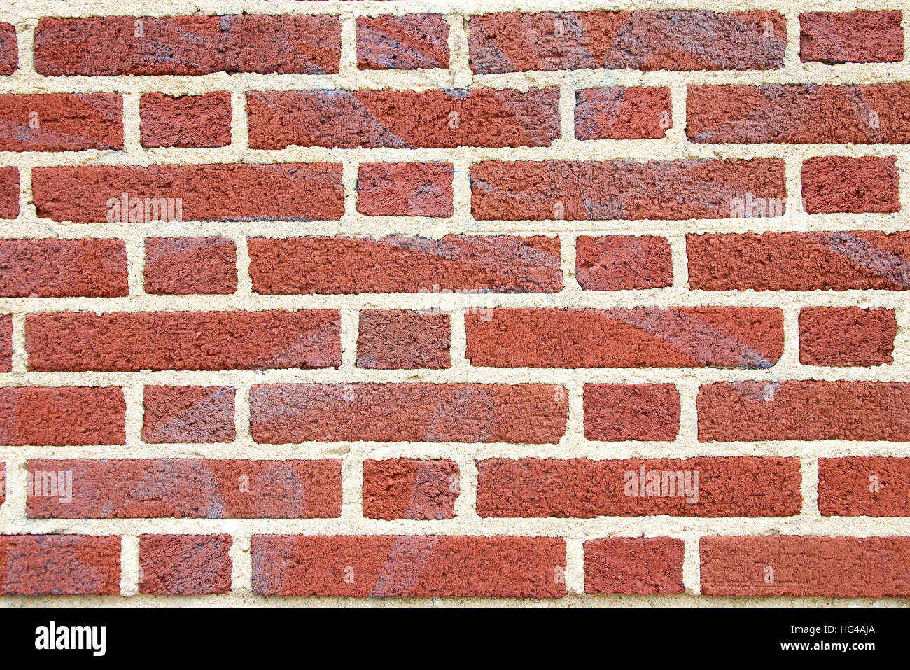 Red brick wall with white mortar, close up Stock Photo - Alamy