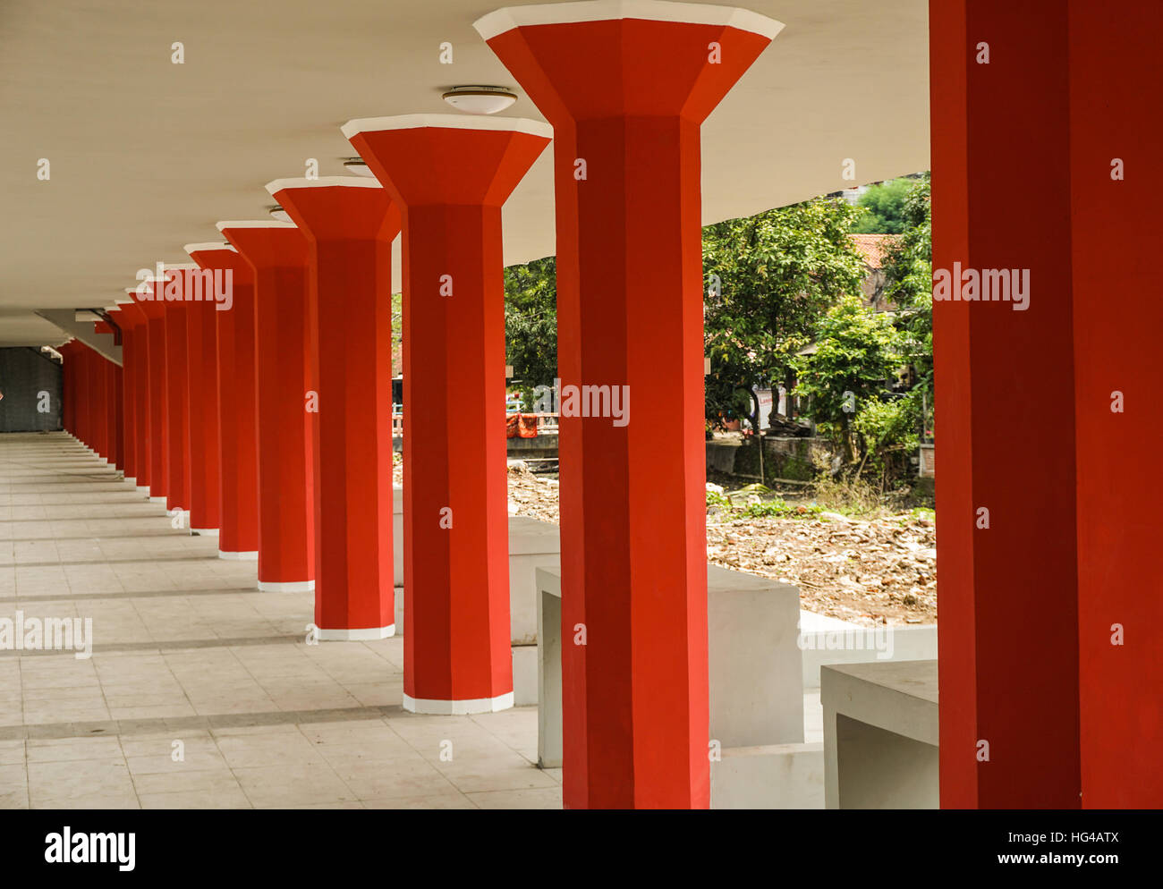 red pillars in a row photo taken in Semarang Indonesia Stock Photo - Alamy