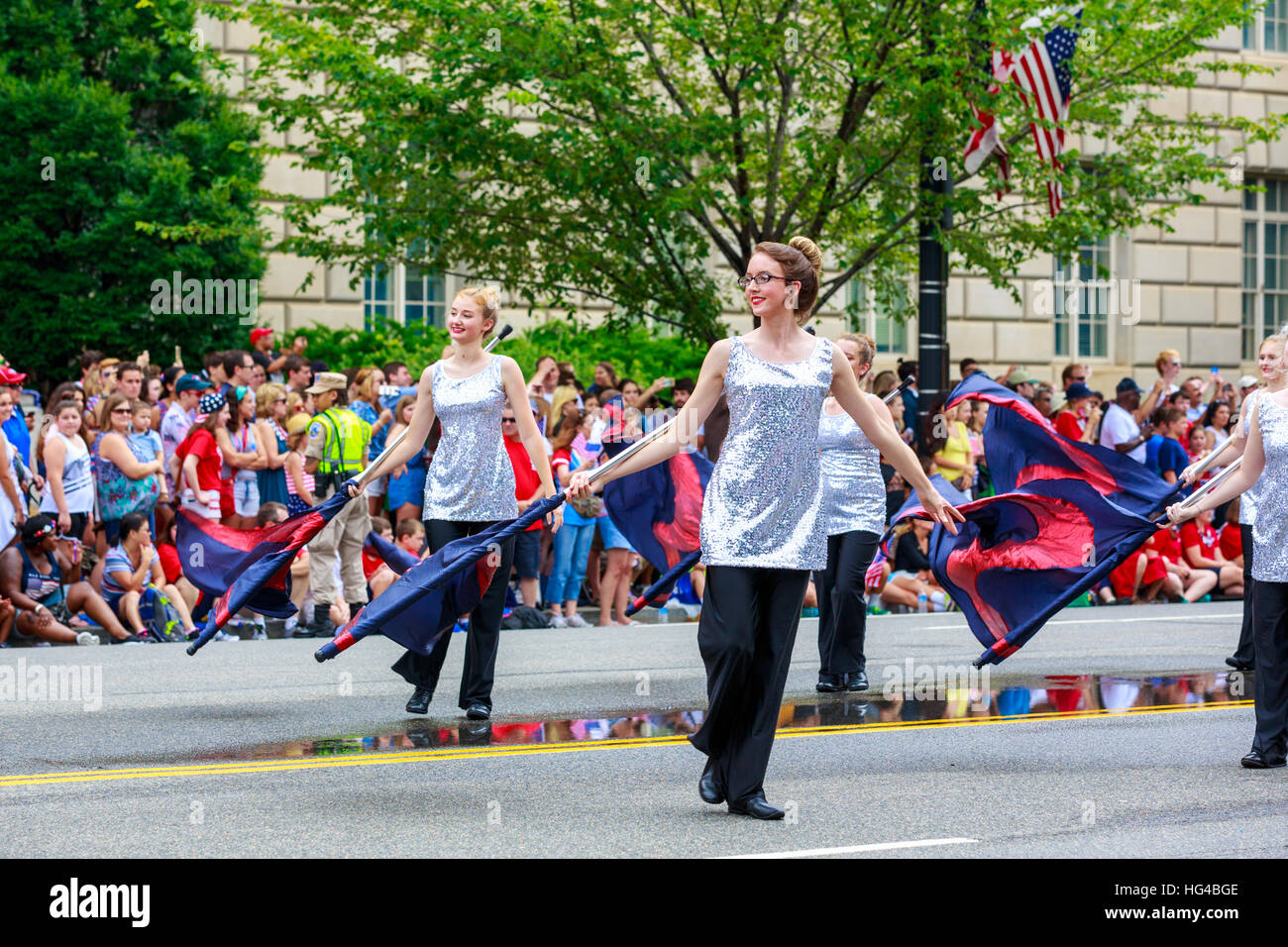 Washington, D.C., USA - July 4, 2015: Cabot High School Marching Band ...