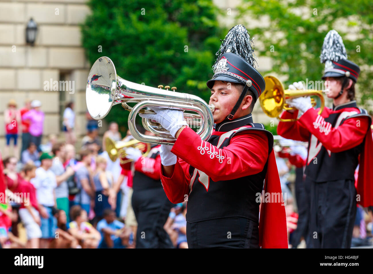 Washington, D.C., USA - July 4, 2015: Waltrip High School Roarin' Red ...