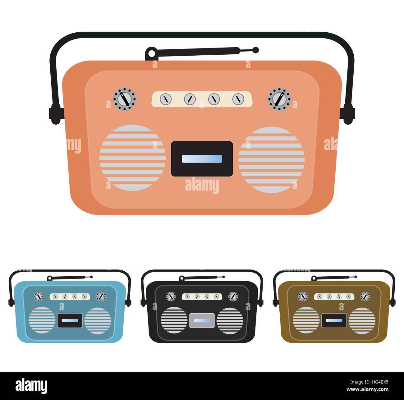 Set of Vintage Old Radio Vector Illustration Stock Vector Image & Art ...