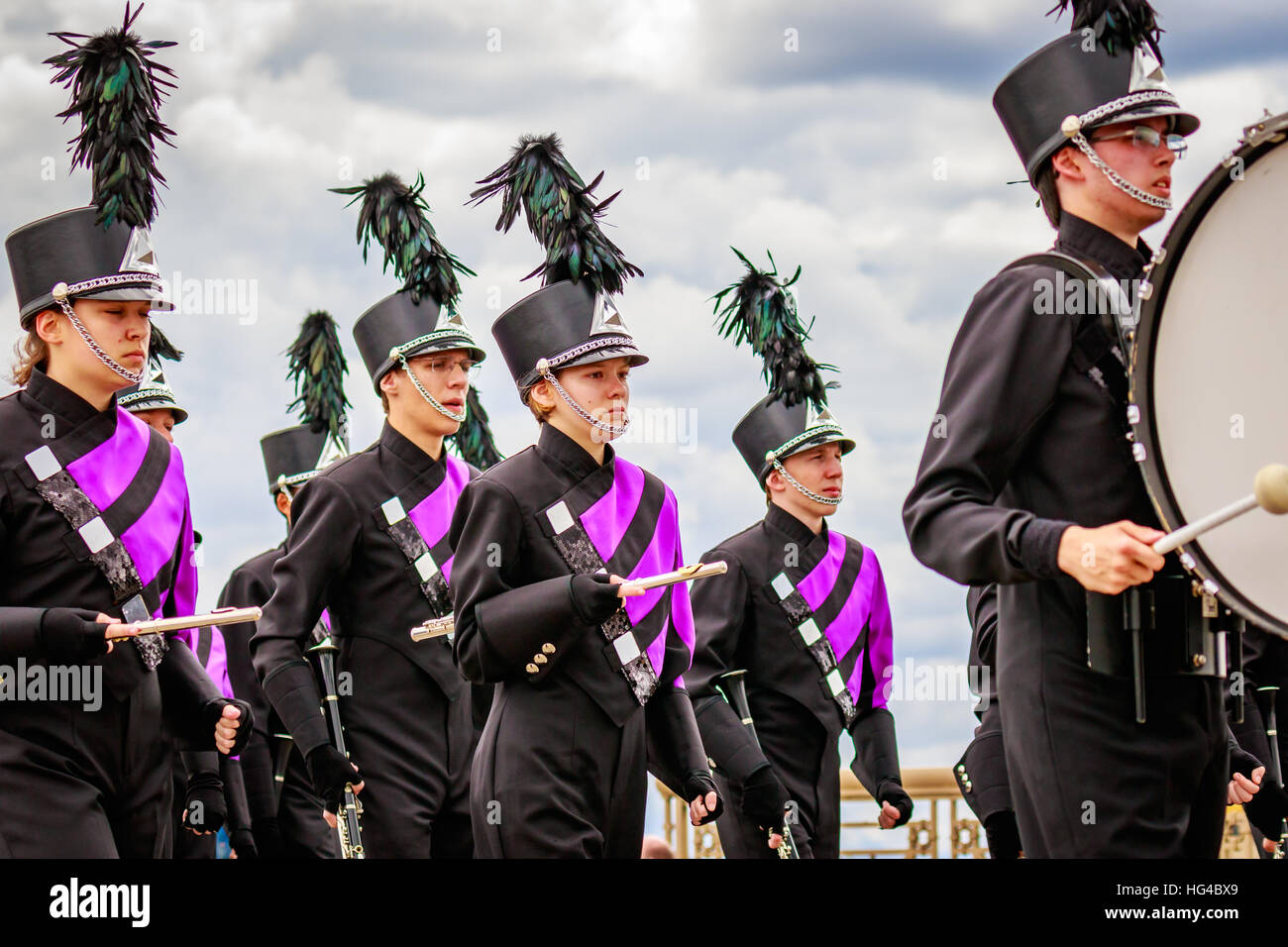 Portland, Oregon, USA - June 11, 2016: Sunset High School Marching Band ...