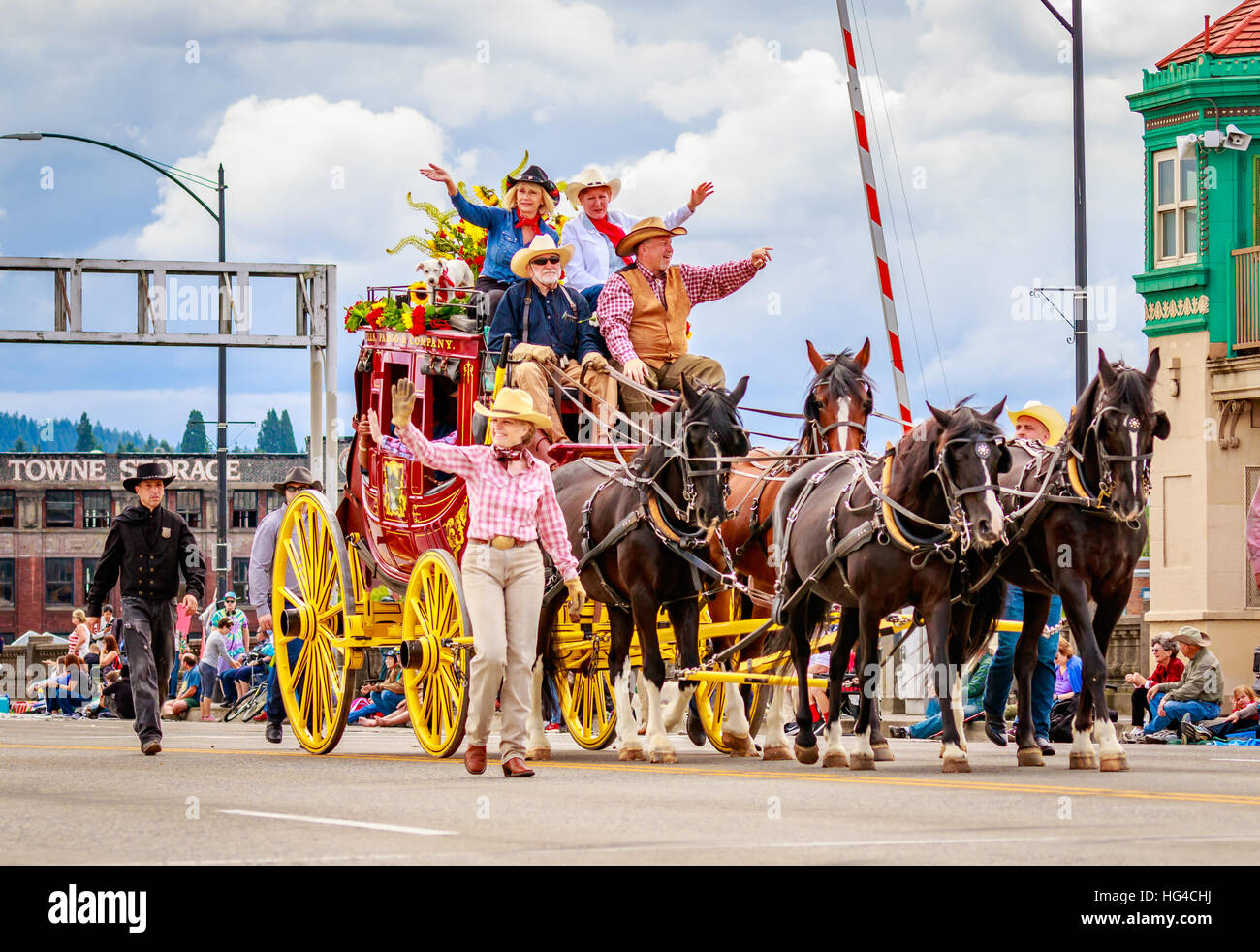 Portland, Oregon, USA - June 11, 2016: Wells Fargo Stagecoach in the ...