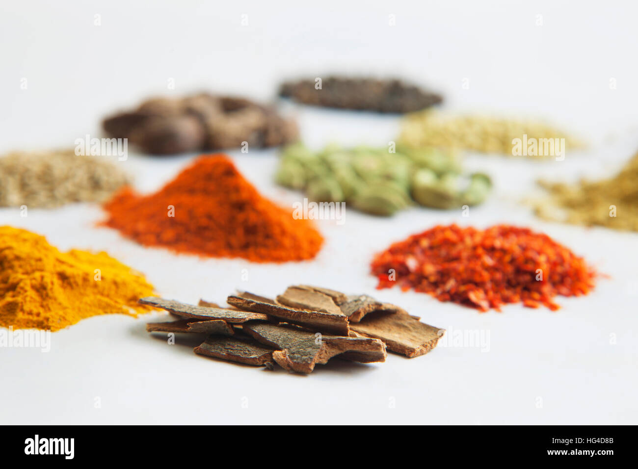 Piles of Various spices Stock Photo - Alamy