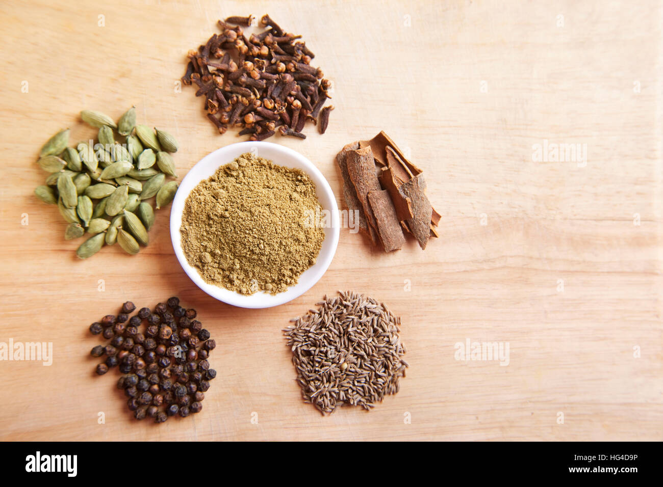 Piles of Various spices Stock Photo - Alamy
