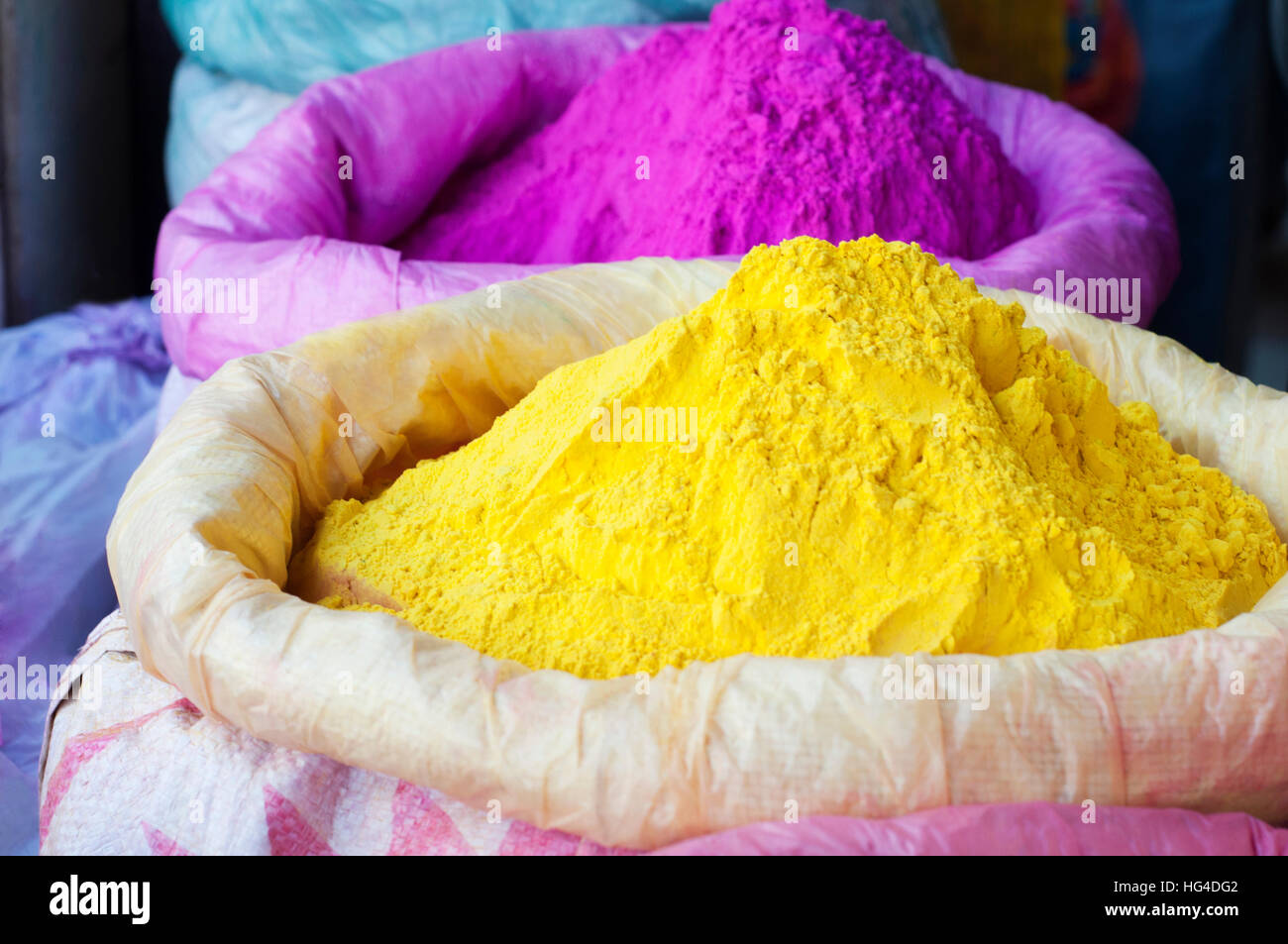 Colorful holi powder for sale at market Stock Photo - Alamy