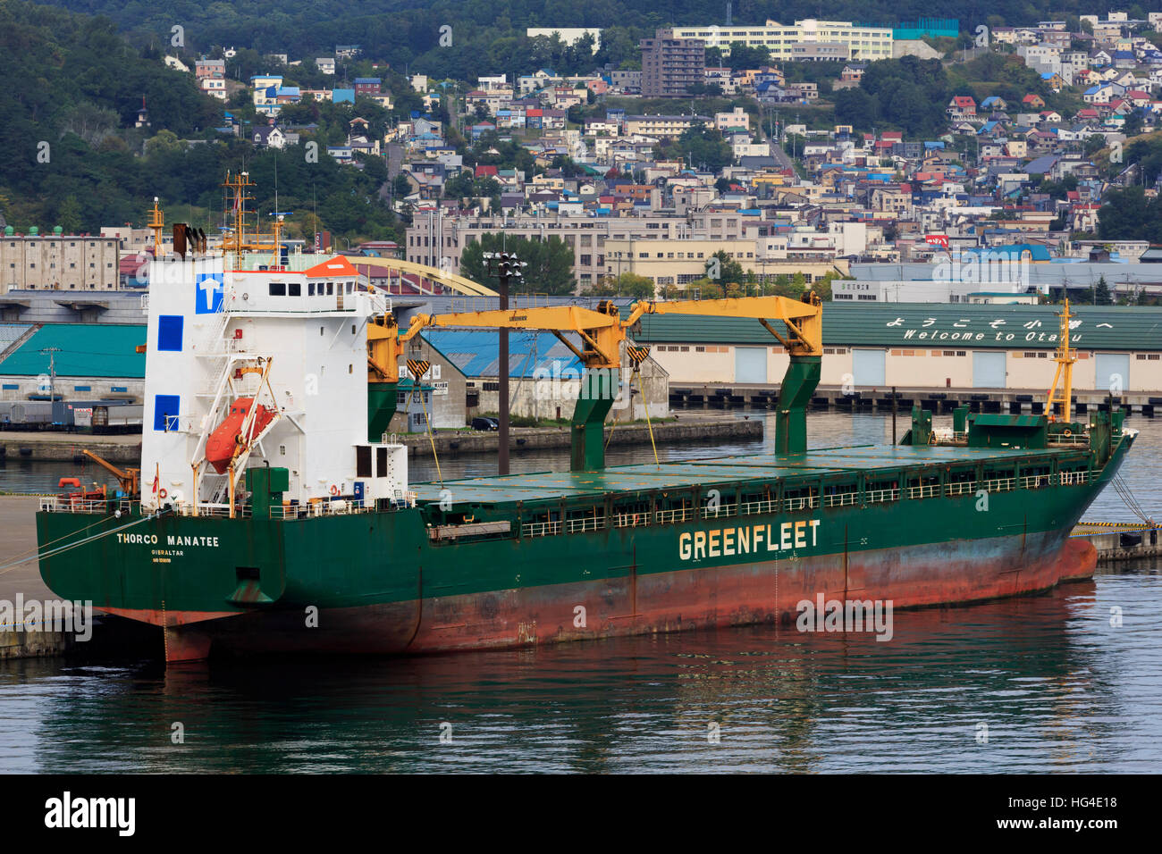 Cargo ship, Otaru Port, Hokkaido Prefecture, Japan, Asia Stock Photo ...