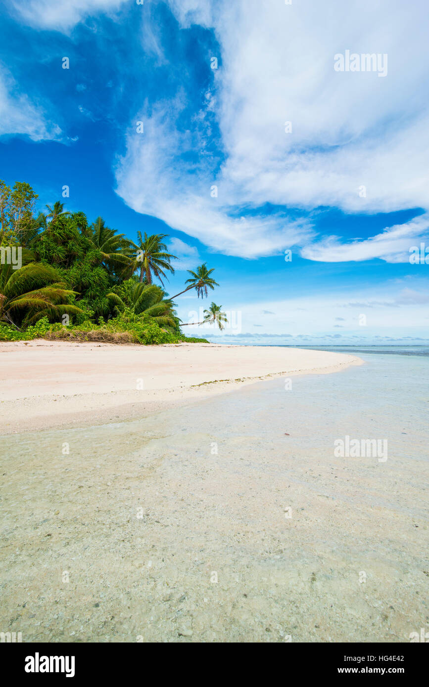 White sand beach and turquoise water, Marine National Park, Tuvalu ...