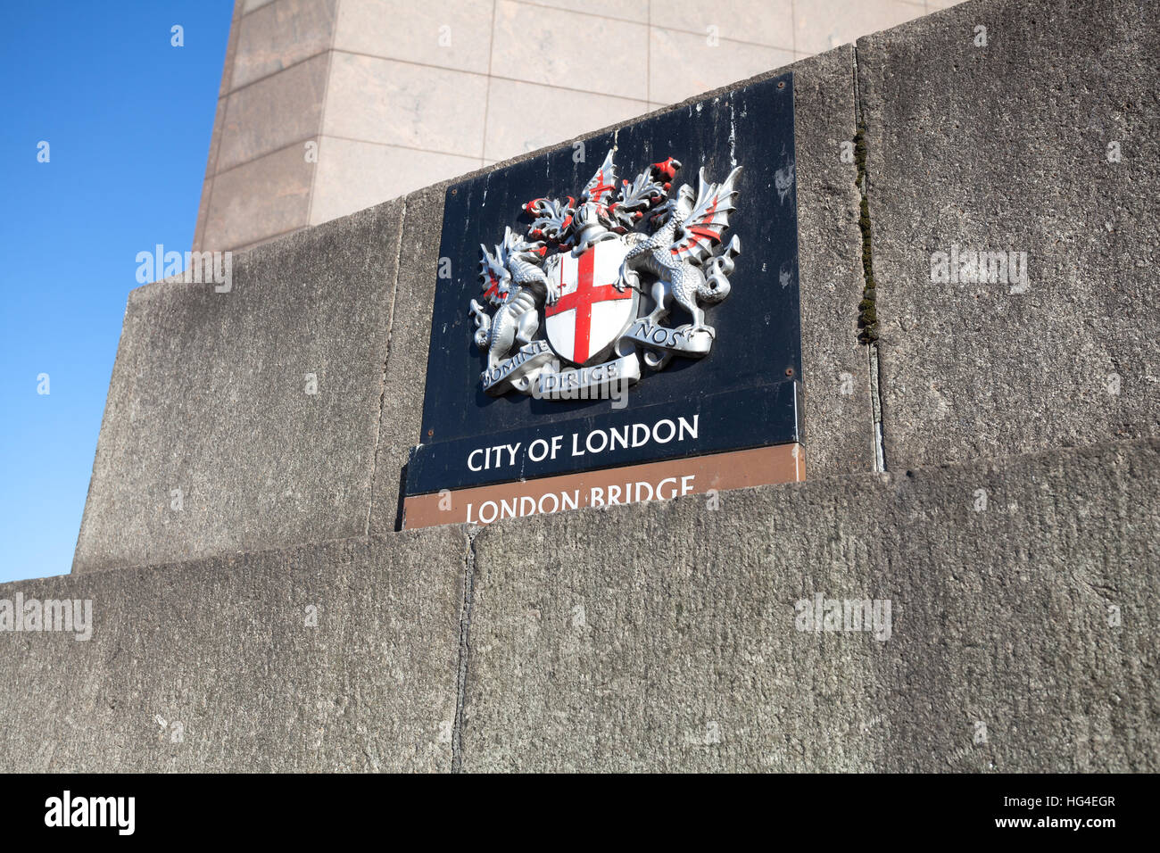 City of London coat of arms, London Bridge emblem sign Stock Photo - Alamy