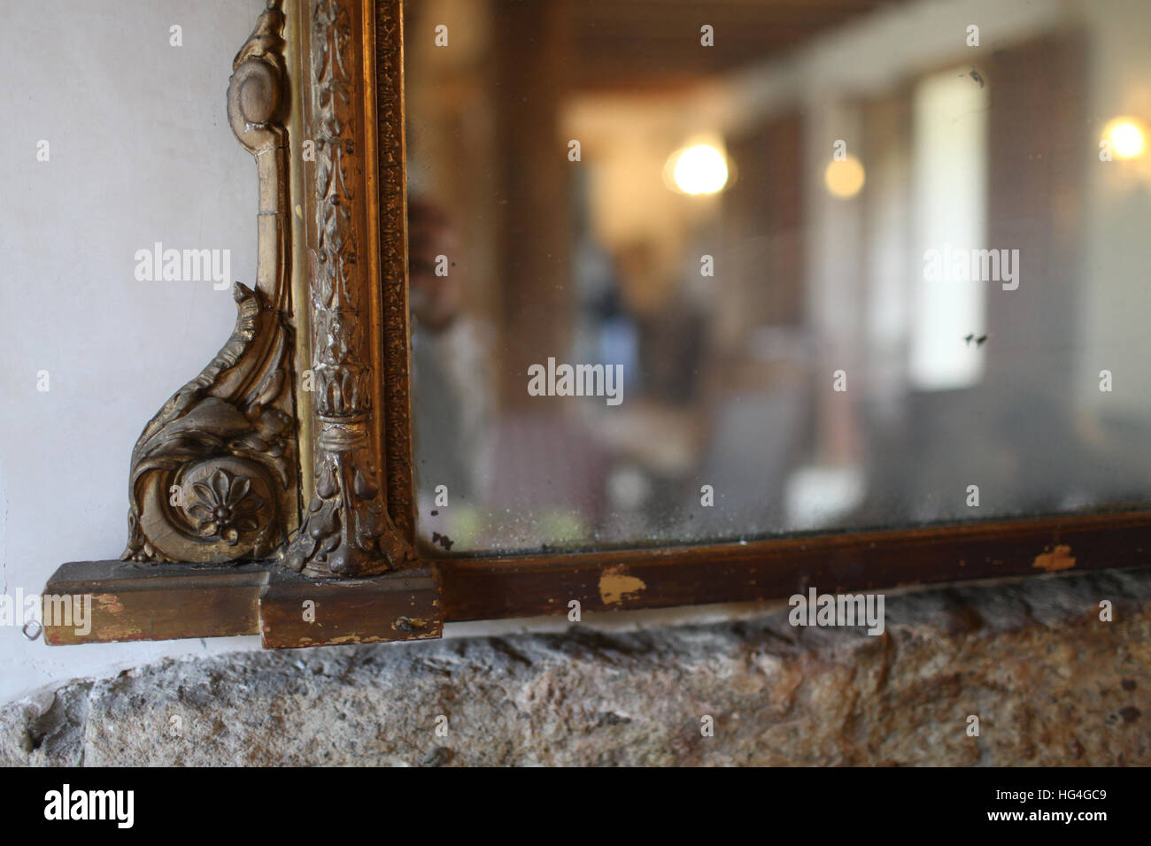 Wooden carved mirror frame detail Stock Photo - Alamy