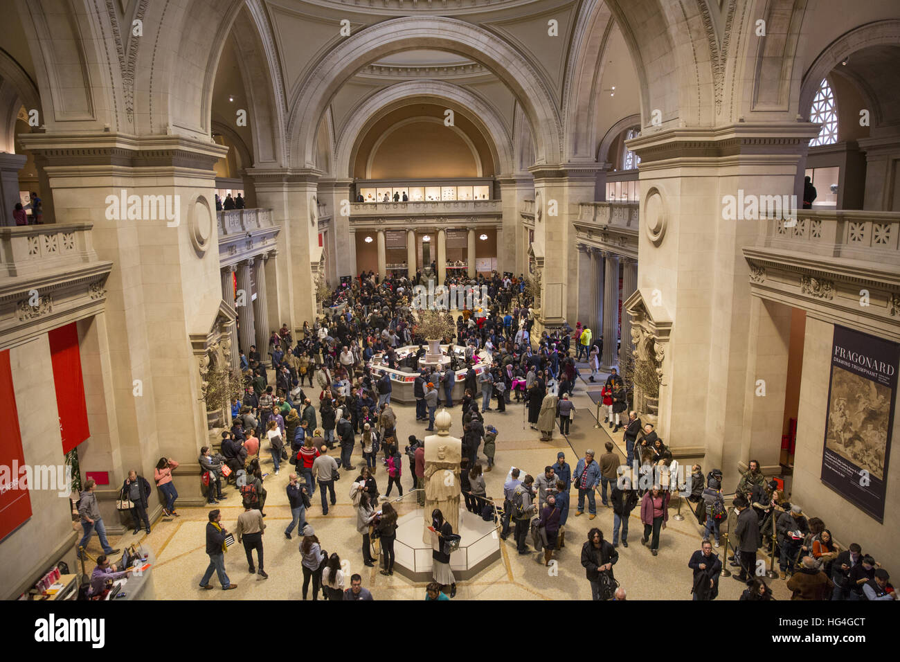 Crowded Grand Entry Hall at the Metropolitan Museum of Art in New York ...