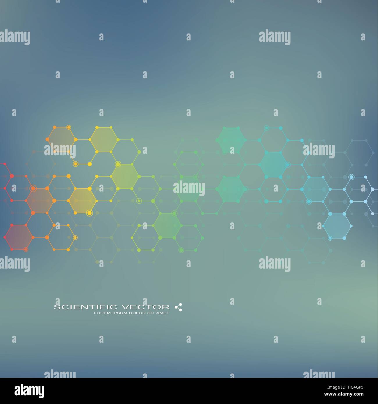 Molecule DNA and neurons vector. Molecular structure. Connected lines ...