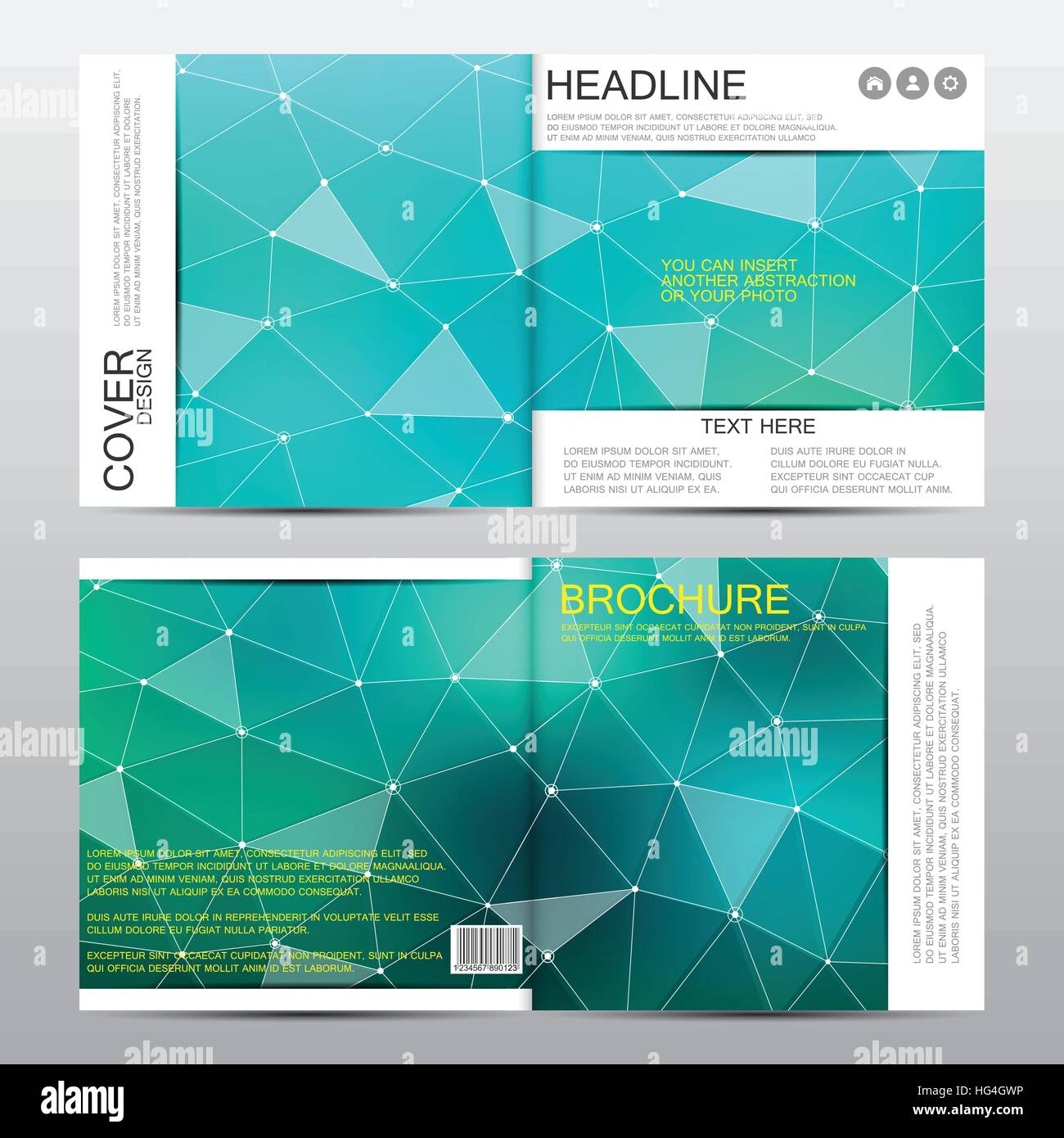 Square brochure template with molecular structure. Geometric abstract ...