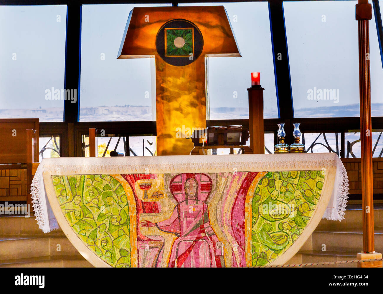 Catholic Church Altar Saint Peter's House Capernaum Israel Stock Photo ...