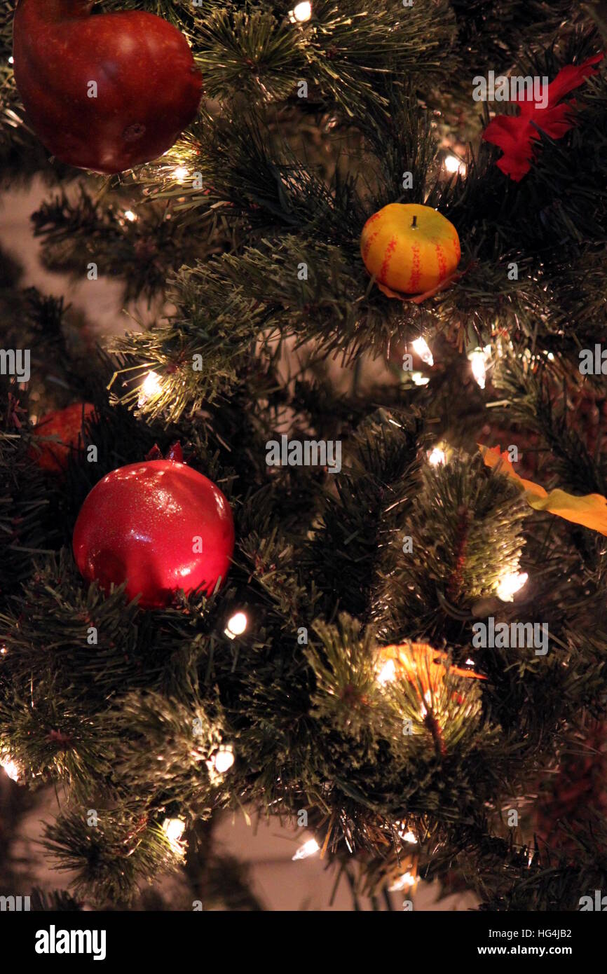 fall decorated tree Stock Photo - Alamy