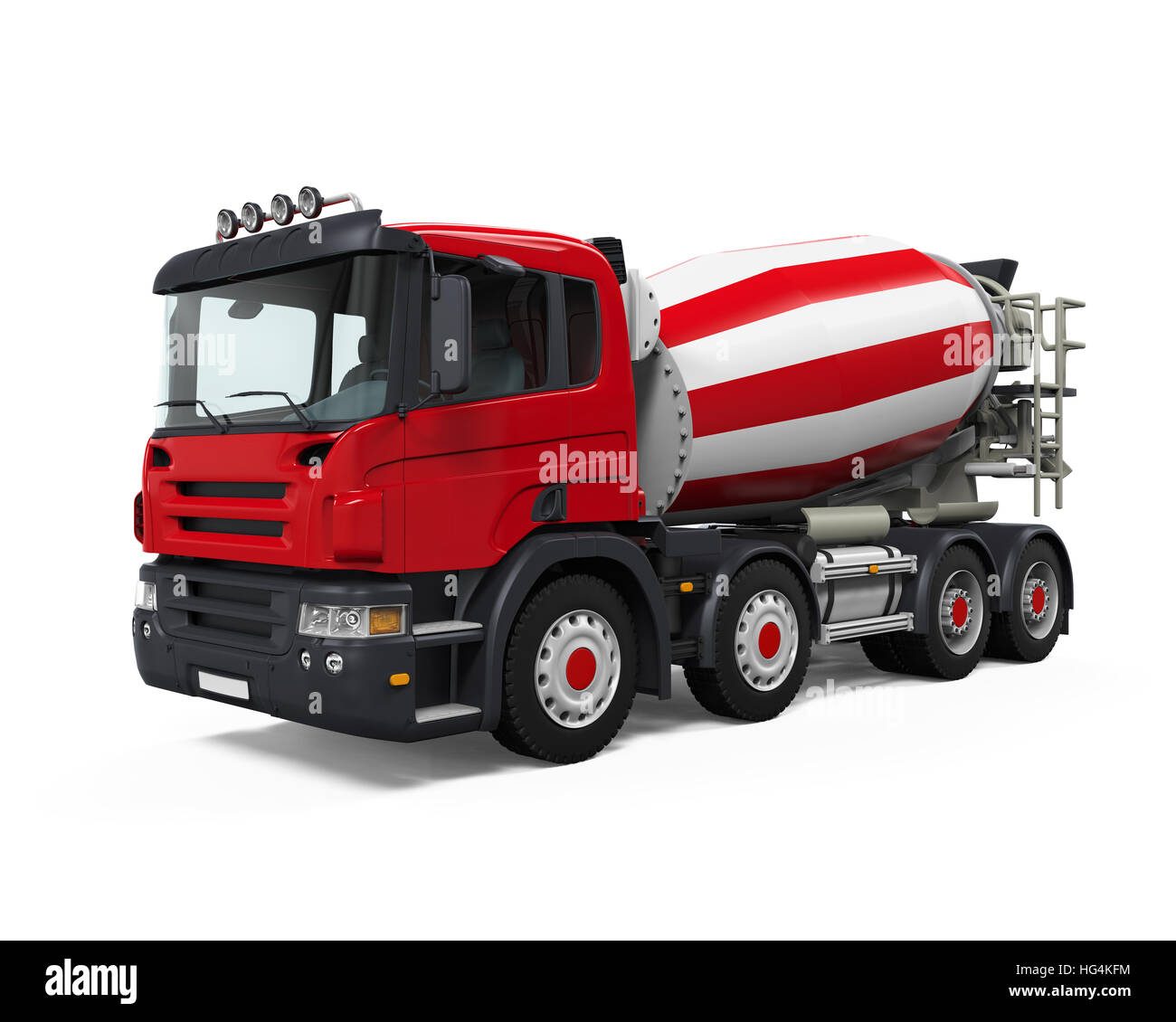 Red cement mixer truck Cut Out Stock Images & Pictures - Alamy