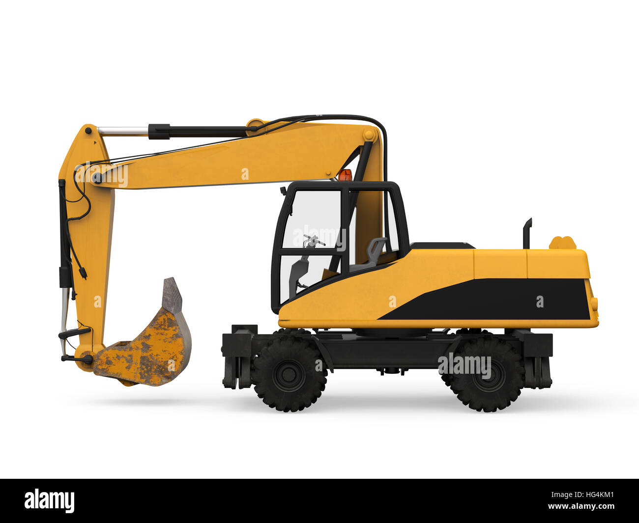Yellow Excavator Isolated Stock Photo - Alamy