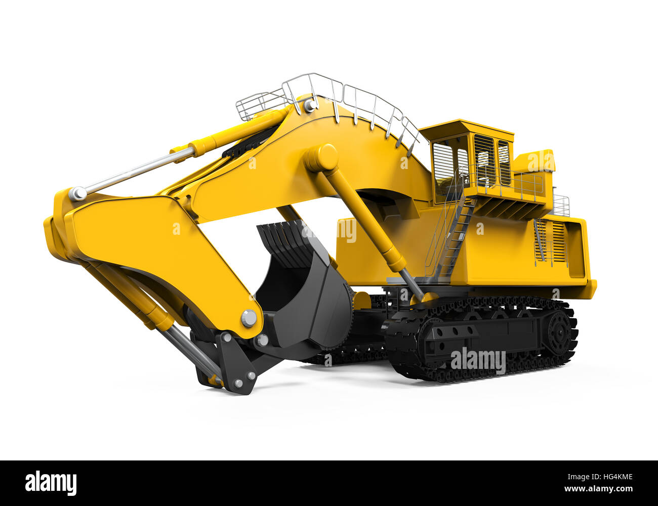 Yellow Excavator Isolated Stock Photo - Alamy