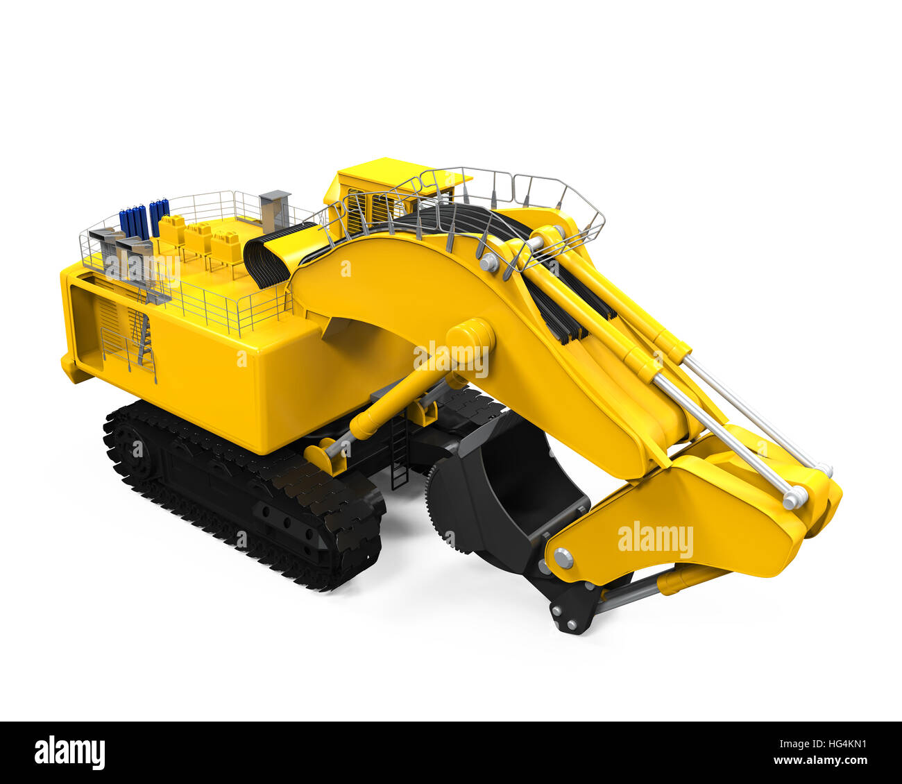 Yellow Excavator Isolated Stock Photo - Alamy