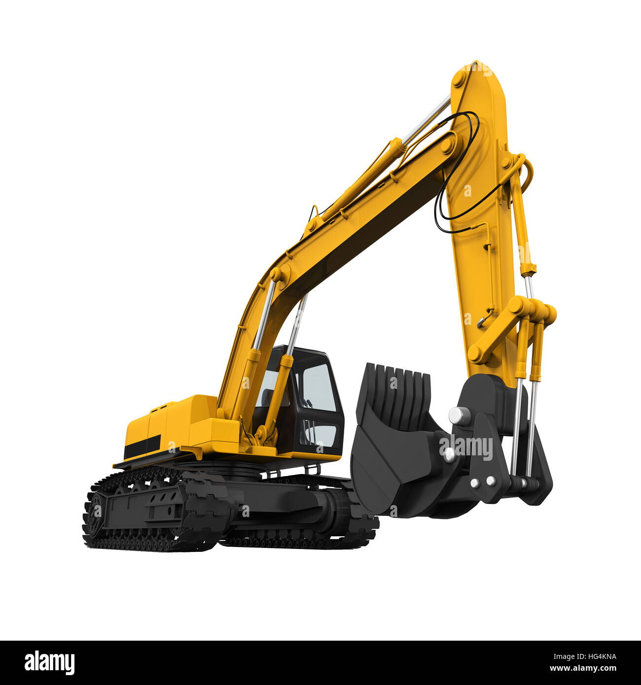 Yellow Excavator Isolated Stock Photo - Alamy