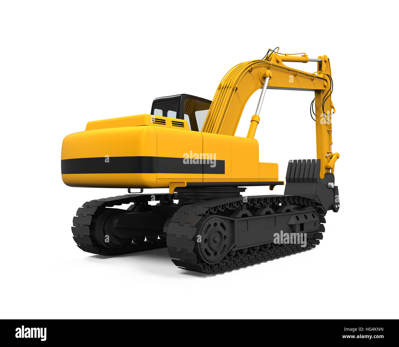 Yellow Excavator Isolated Stock Photo - Alamy