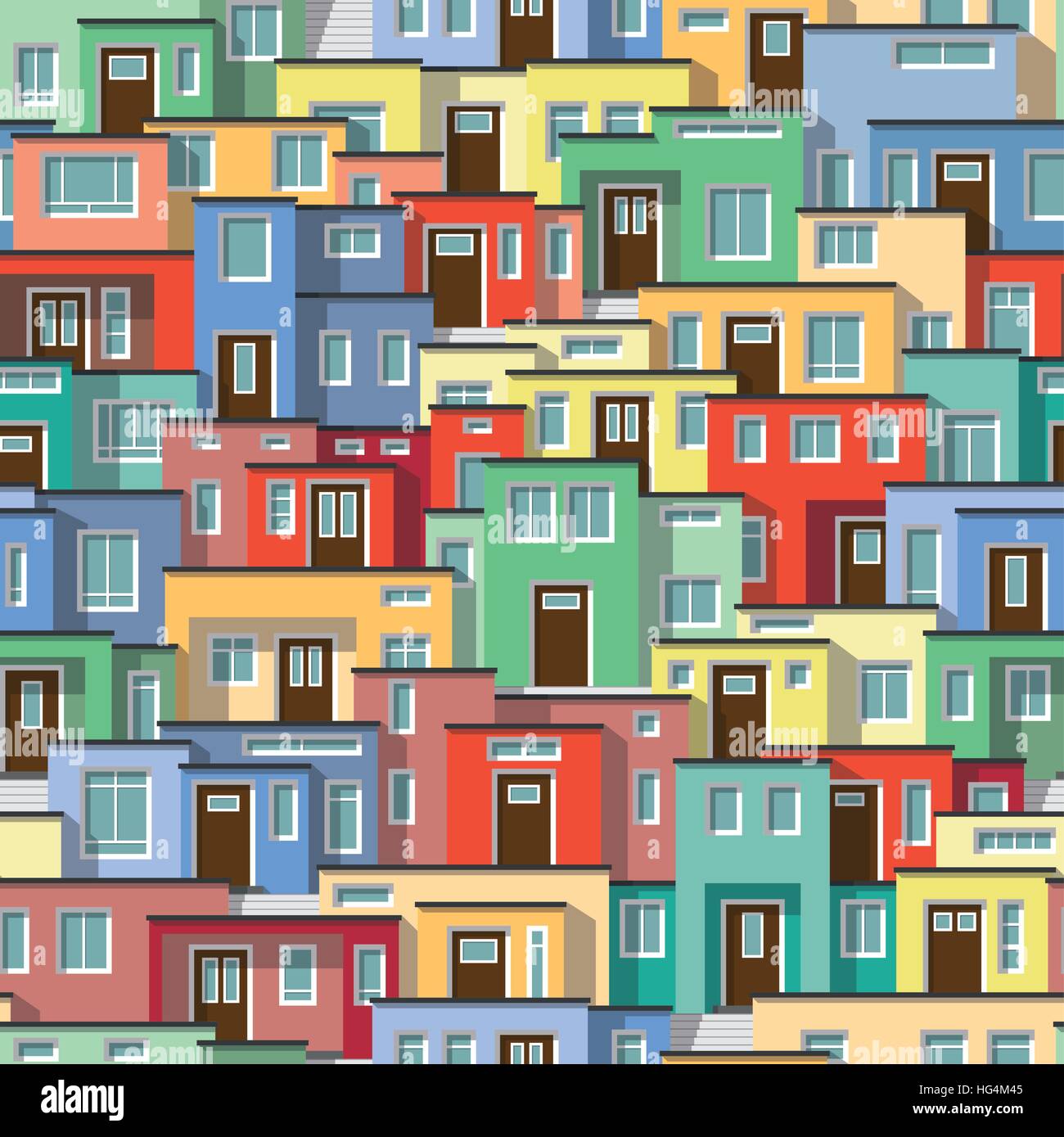 Continuous background of modern colorful houses Stock Vector Image ...