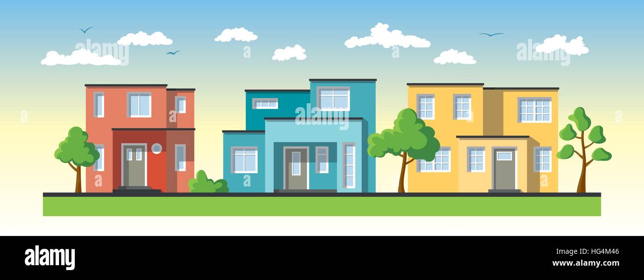 Colorful red buildings Stock Vector Images - Alamy