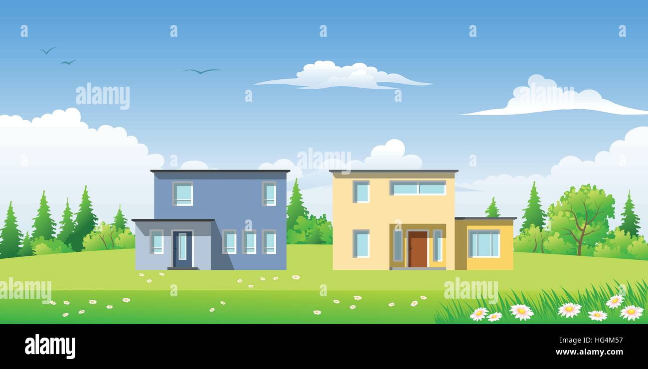 Two houses vector vectors hi-res stock photography and images - Alamy