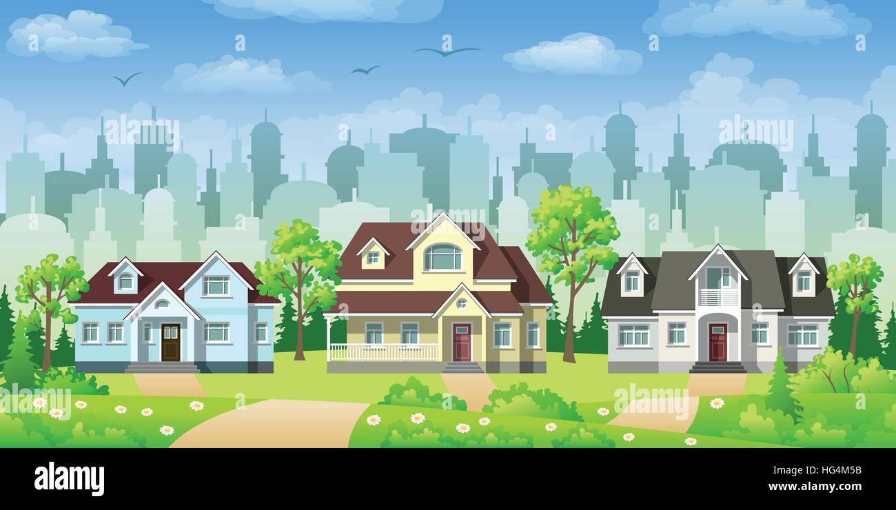 Cityscape three classic houses hi-res stock photography and images - Alamy