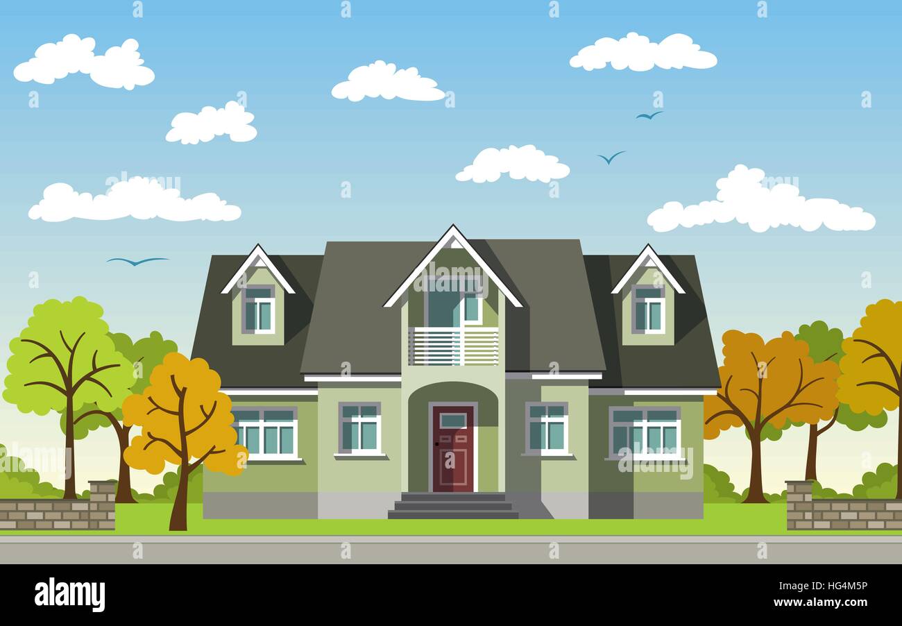 Cottage in autumn Stock Vector Images - Alamy