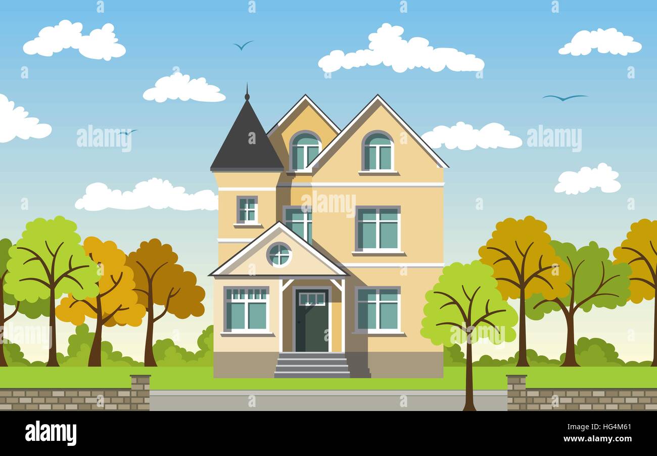 Countryside cottage autumn Stock Vector Images - Alamy