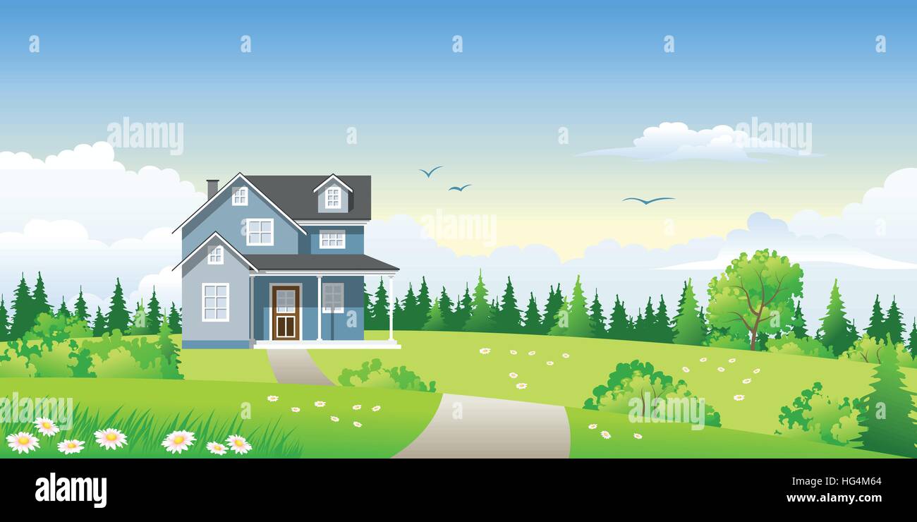 Countryside summer landscape Stock Vector Images - Alamy