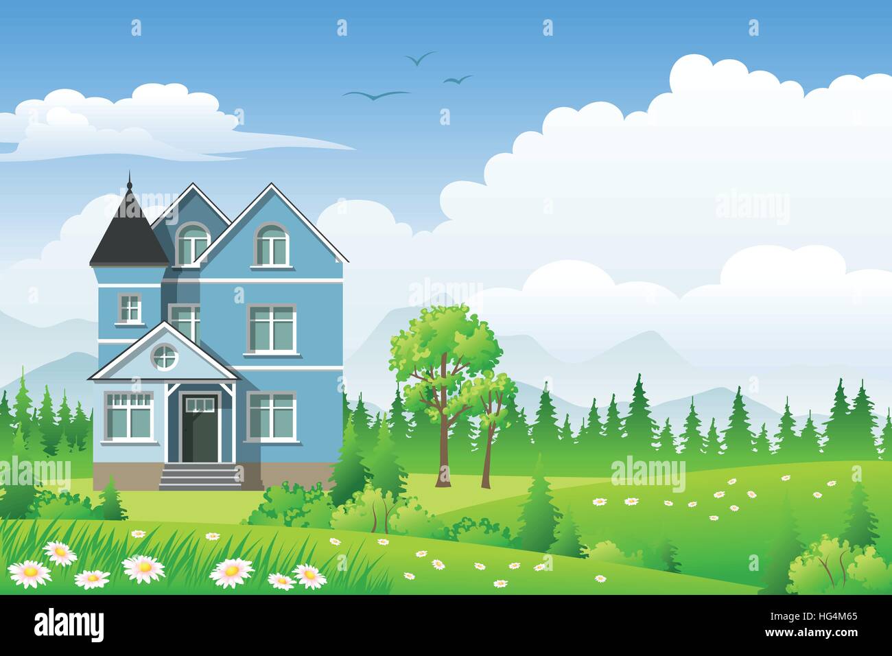 Summer countryside house Stock Vector Images - Alamy
