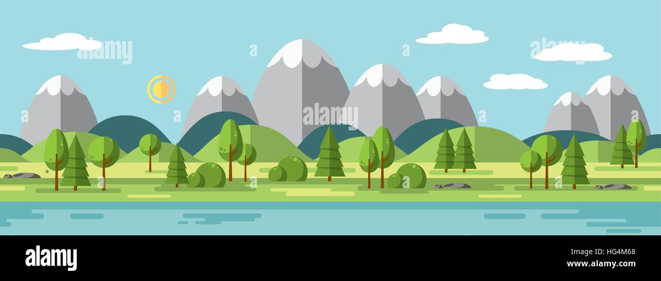 Landscape with mountains, also usable as a continuous panorama Stock ...