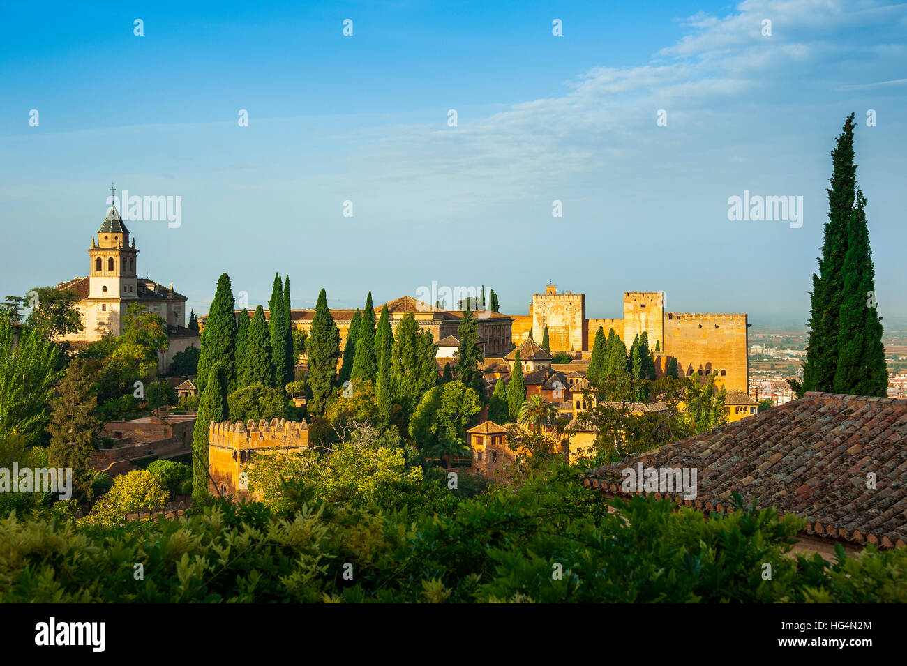 Alhambra in Granada, view to the Nasrid Palace and the Alcazaba, seen ...