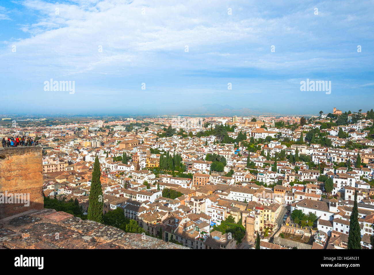 panorama view of Granada and the Albayzin from the Alcazaba, Alhambra ...