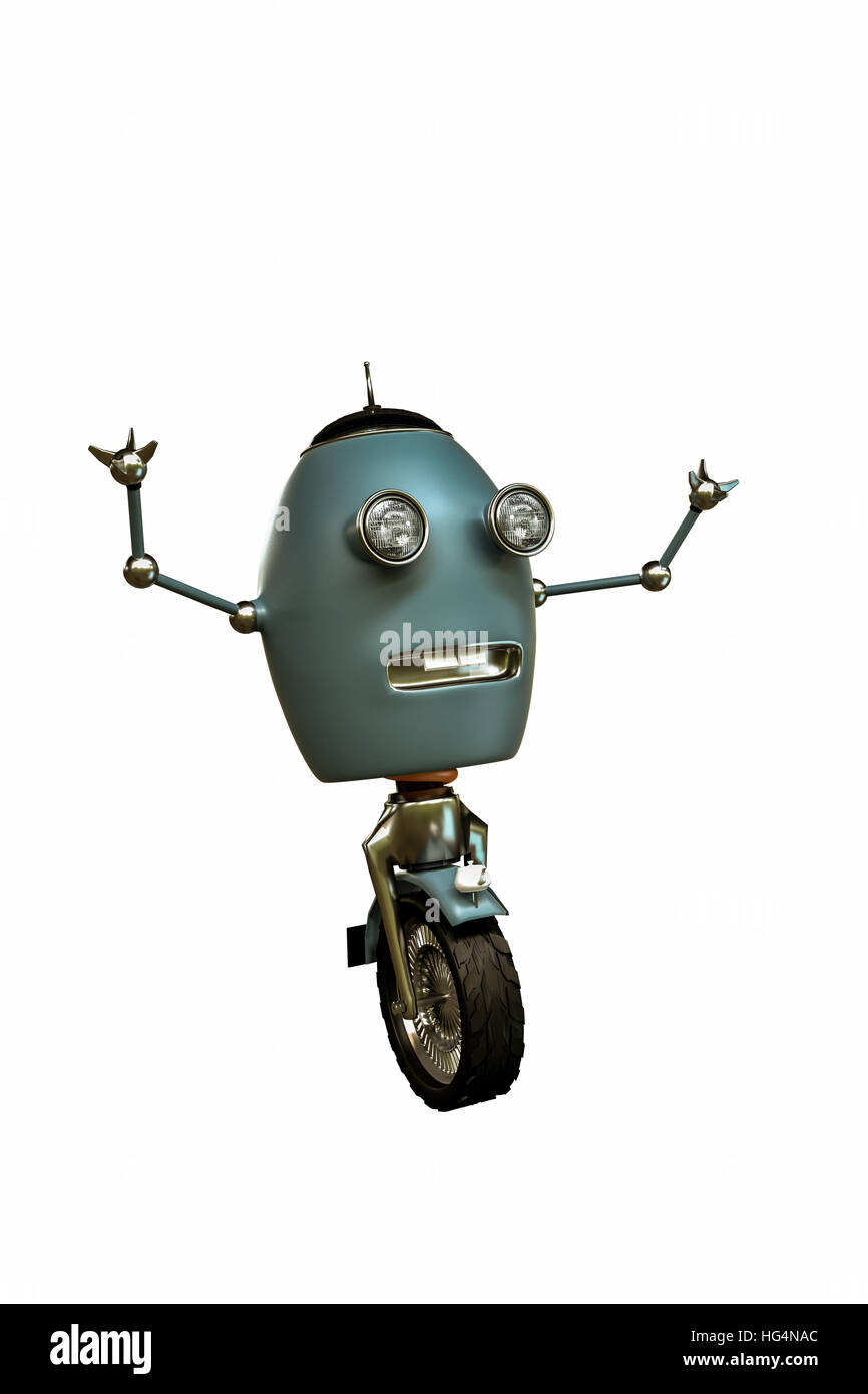 3d illustration of a mono-wheel robot isolated on white background ...