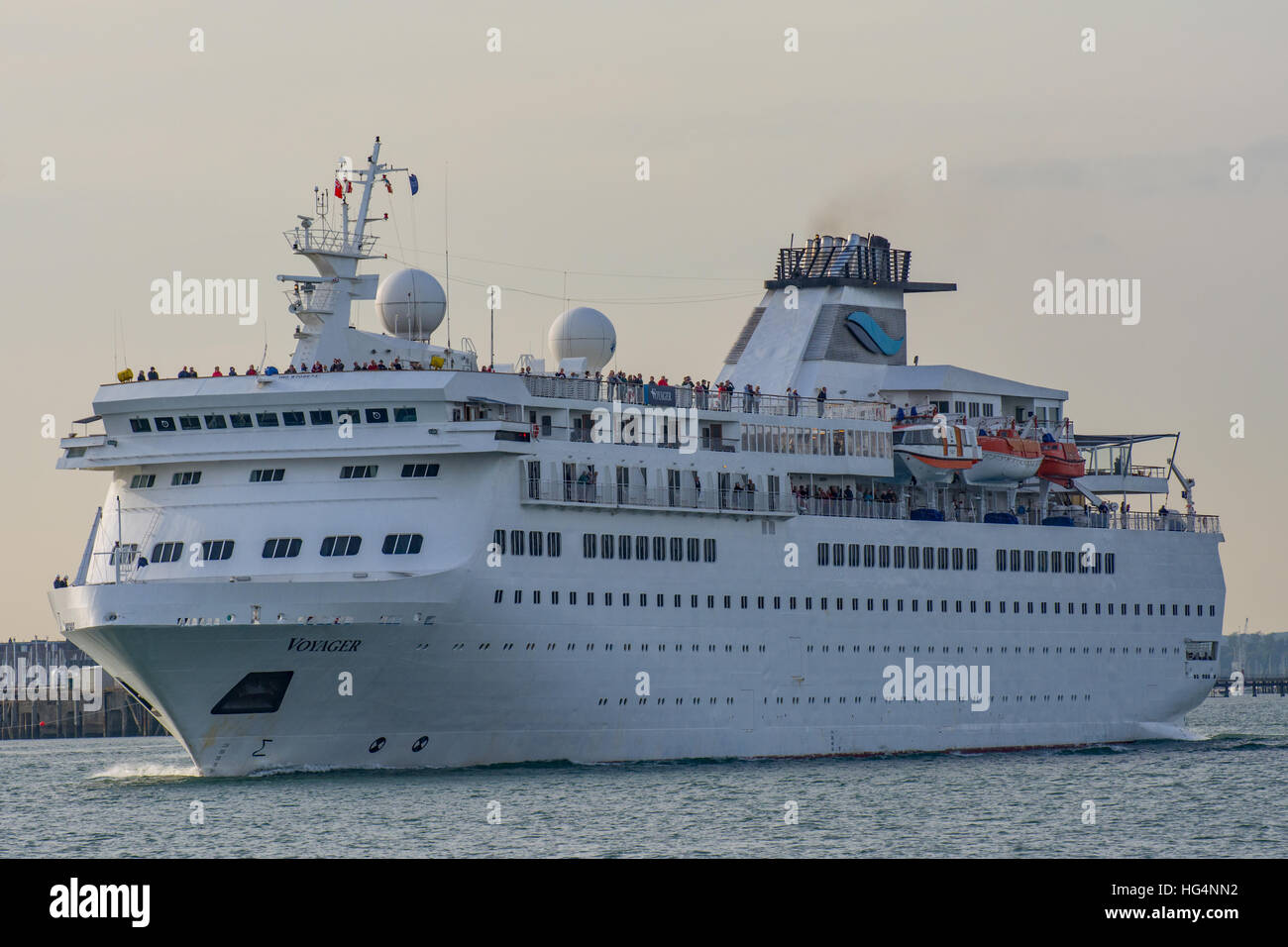The cruise ship MV Voyager departing Portsmouth, UK on the 4th May 2014 ...