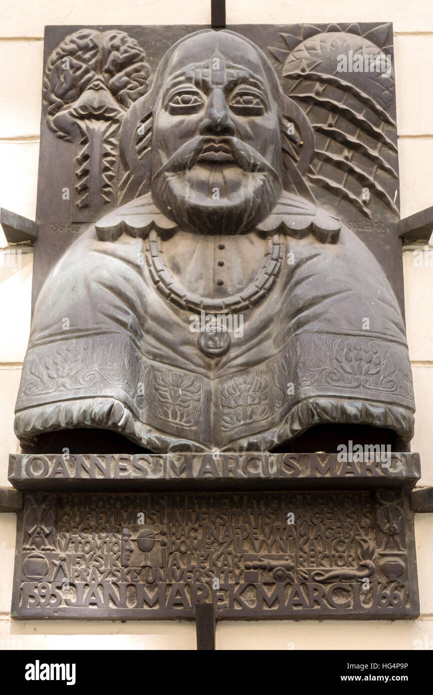 Plaque of Jan Marek Marci, a Bohemian doctor and scientist, rector of ...